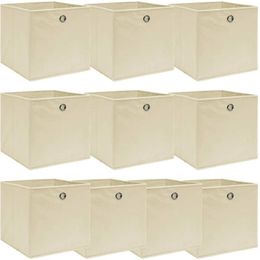 Bonnevie - 10 Stk. Aufbewahrungsboxen,Werkzeugaufbewahrung Creme 32x32x32 cm Stoff vidaXL