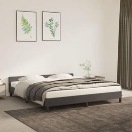 Bonnevie - Bettgestell,Schlafzimmerbett mit Kopfteil Dunkelgrau 160x200 cm Samt vidaXL