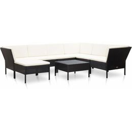 8-tlg. Garten-Lounge-Set,Gartenmöbel-Set mit Auflagen Poly Rattan Schwarz vidaXL