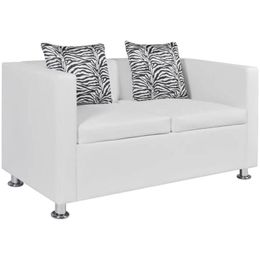 2-Sitzer-Sofa，Sofas gerade Kunstleder Weiß vidaXL