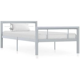 Bettgestell,Schlafzimmerbett Grau und Weiß Metall 100 × 200 cm vidaXL