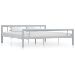 Bettgestell,Schlafzimmerbett Grau und Weiß Metall 180 × 200 cm vidaXL