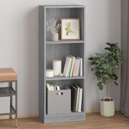 Bonnevie - Bücherregal,Standregal 3 Fächer Grau Sonoma 40x24x109 cm Holzwerkstoff vidaXL