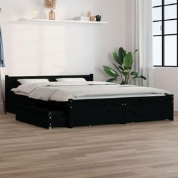Bonnevie - Bett mit Schubladen Schwarz 140x200 cm vidaXL273126
