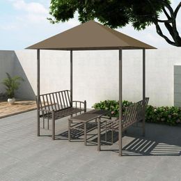 Bonnevie - Gartenpavillon Gartenzelt mit Tisch und Bänken 2,5x1,5x2,4 m Taupe 180 g/m² vidaXL
