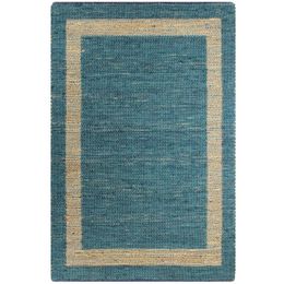 Teppich，Fußmatte Handgefertigt Jute Blau 160x230 cm vidaXL