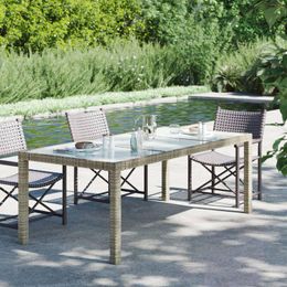 Gartentisch，Terrassentisch Grau 190x90x75 cm Hartglas und Poly Rattan vidaXL