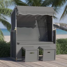 Bonnevie - Strandkorb mit Dach Poly Rattan & Massivholz Anthrazit Schwarz vidaXL686077