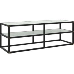 Bonnevie - TV-Schrank,TV-Möbel Schwarz mit Weißer Marmor-Optik Glas 120x40x40 cm vidaXL