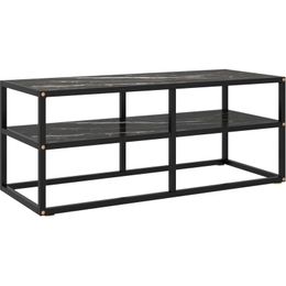 Bonnevie - TV-Schrank,TV-Möbel Schwarz mit Schwarzer Marmor-Optik Glas 100x40x40 cm vidaXL