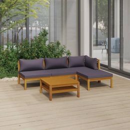 5-tlg. Garten-Lounge-Set，Gartenmöbel-Set mit Auflage Massivholz Akazie vidaXL