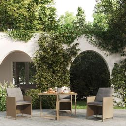 Gartentisch,Terrassentisch Beige 109x107x74 cm Poly Rattan & Massivholz Akazie vidaXL