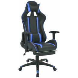 Neigbarer Racing-Bürostuhl，Schreibtischstuhl mit Fußstütze Blau vidaXL