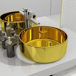 Waschbecken,Handwaschbecken 40 x 15 cm Keramik Golden vidaXL