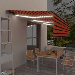 Automatische Markise Jalousie LED Windsensor Sonnenmarkise 6x3m Orange Braun vidaXL