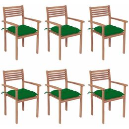 Stapelbare Gartenstühle mit Kissen 6 Stk. Gartensessel Massivholz Teak vidaXL