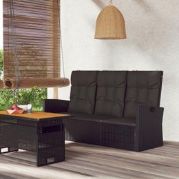 Bonnevie - Gartenbank Ruhebank mit Liegefunktion & Kissen Schwarz 173cm Poly Rattan vidaXL