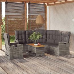 3-tlg. Garten-Lounge-Set,Gartenmöbel-Set mit Kissen Grau Poly Rattan vidaXL