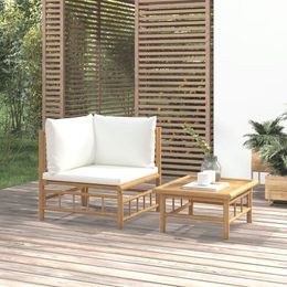 Bonnevie - 2-tlg. Garten-Lounge-Set,Gartenmöbel-Set mit Cremeweißen Kissen Bambus vidaXL