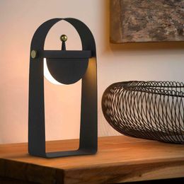 ZMH Tischlampe LED Nachttischlampe Dimmbar - Kabellos Tischleuchte mit Akku Modern Design Tragbar Stimmungslicht Schwarz 360 Grad Schwenkbar Warmweiß