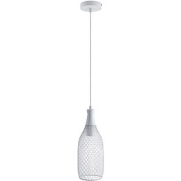 Paco Home - Pendelleuchte Hängelampe Esszimmer Esstischlampe Metall 1,5m Textilkabel Kürzbar Bernstein - 720 Lumen / 8W, Weiß