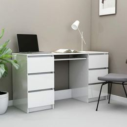 Computertisch，Schreibtisch Hochglanz-Weiß 140x50x77 cm Holzwerkstoff vidaXL