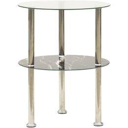 Bonnevie - Beistelltisch mit 2 Ablagen Transparent & Schwarz 38cm Hartglas vidaXL608493