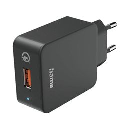 Hama USB-A Qualcomm® Quick Charge™ 3.0 Schnellladegerät Universal, 3.6 - 12 Volt 19.5 Watt, Schwarz