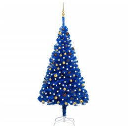 Bonnevie - Künstlicher Weihnachtsbaum,Kunstbaum mit LEDs & Kugeln Blau 210 cm pvc vidaXL