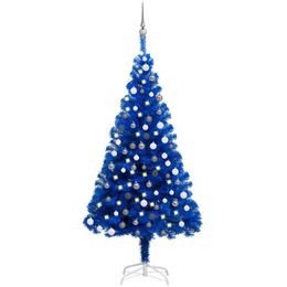 Künstlicher Weihnachtsbaum,Kunstbaum mit LEDs & Kugeln Blau 180 cm pvc vidaXL
