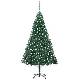 Bonnevie - Künstlicher Weihnachtsbaum,Kunstbaum mit LEDs & Kugeln Grün 210 cm pvc vidaXL