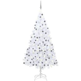 Künstlicher Weihnachtsbaum,Kunstbaum mit LEDs & Kugeln Weiß 210 cm pvc vidaXL
