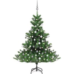 Künstlicher Weihnachtsbaum,Kunstbaum Nordmann led & Kugeln Grün 120 cm vidaXL