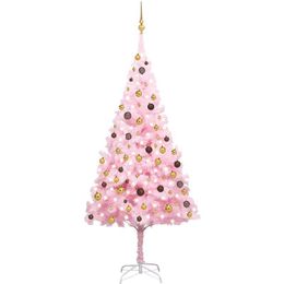 Künstlicher Weihnachtsbaum,Kunstbaum mit LEDs & Kugeln Rosa 240 cm pvc vidaXL
