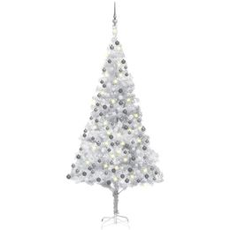 Künstlicher Weihnachtsbaum Beleuchtung & Kugeln Silber 240 cm vidaXL770438