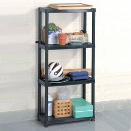 Bonnevie - Lagerregal,Bücherregal 4-Tier Schwarz 61x30,5x130 cm Kunststoff vidaXL