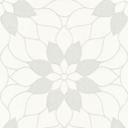 A.S. Création Blumentapete florale Tapete Weiß Vliestapete Weiß 361707 | 1 Rolle = 10,05 x 0,53 m - Weiß
