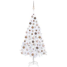 Künstlicher Weihnachtsbaum,Kunstbaum mit LEDs & Kugeln Weiß 150 cm pvc vidaXL