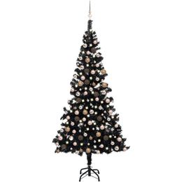 Bonnevie - Künstlicher Weihnachtsbaum,Kunstbaum mit LEDs & Kugeln Schwarz 210 cm pvc vidaXL