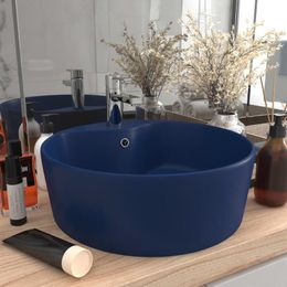 Luxus-Waschbecken,Handwaschbecken mit Überlauf Matt Dunkelblau 36x13 cm Keramik vidaXL