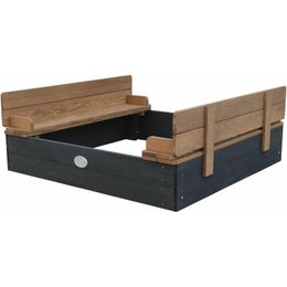 Sandkasten Ella aus Holz mit Deckel Sand Kasten mit Sitzbank & Abdeckung für Kinder in Anthrazit & Braun 100 x 95 cm - Oliv - AXI