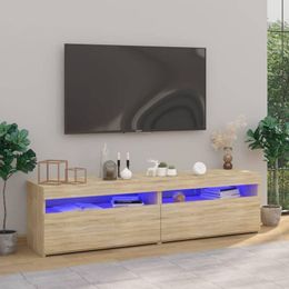 Bonnevie - TV-Schränke 2 Stk. TV-Möbel mit LED-Leuchten Sonoma-Eiche 75x35x40 cm vidaXL