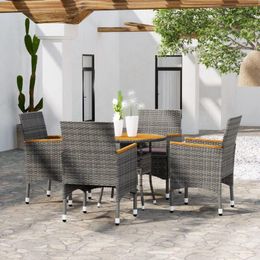 5-tlg. Garten-Essgruppe,Gartenmöbel Set Poly Rattan Grau vidaXL