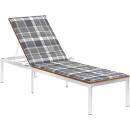 Sonnenliege,Liegestuhl mit Auflage Akazie Massivholz und Edelstahl vidaXL