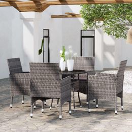 Bonnevie - 5-tlg. Garten-Essgruppe,Gartenmöbel Set Poly Rattan Grau vidaXL