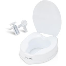 Toilettensitzerhöhung WC-Sitze 10cm Toilettens bis 150kg für senioren mit Deckel Senioren - Weiß - Swanew