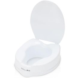 VINGO - Toilettensitzerhöhung WC-Sitze Abnehmbaren für bis 150kg mit Deckel Senioren Erhöhung 10cm - Weiß