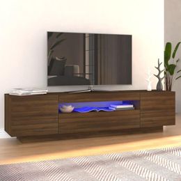 Bonnevie - TV-Schrank,TV-Möbel mit LED-Leuchten Braun Eichen-Optik 160x35x40 cm vidaXL