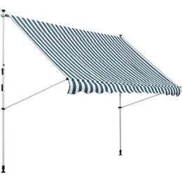 Klemmarmmarkise mit Faltarm Höhenverstellbar Wetterbeständig 300 cm × 150 cm x 280 cm blau + weiß - Grün+Weiß - Outsunny