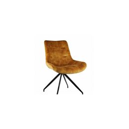 CASA VITAL 2er-Set Esszimmerstühle LENNYA, 62x55x85 cm, gepolstert, schwarzes Metallgestell, Curry